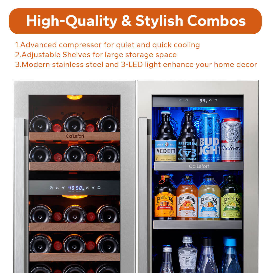 30'' Wine & Beverage Fridge Bundle by Ca'Lefort, Bulit in & FreeStanding