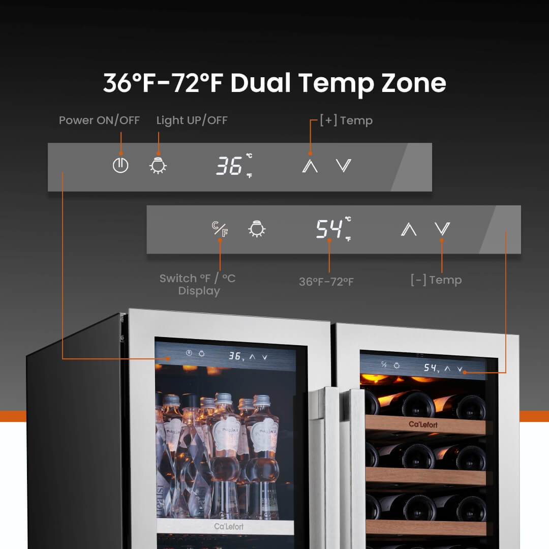 30'' Dual Zone Wine and Beverage Fridge with French Door – Ca'Lefort