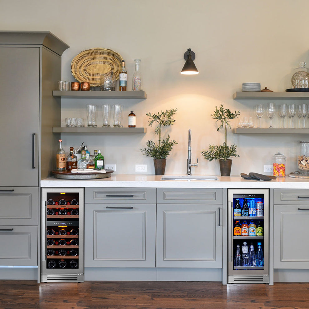 30'' Wine & Beverage Fridge Bundle by Ca'Lefort, Bulit in & FreeStanding